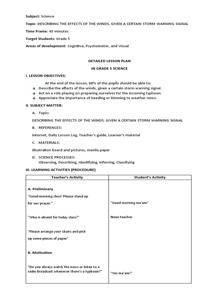 Detailed Lesson Plan in Grade 5 Science Jonie | Download Free PDF ...