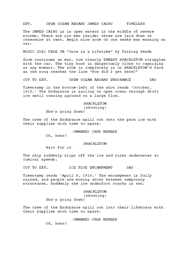 Endurance Script Take Two Pdf Ernest Shackleton Ships