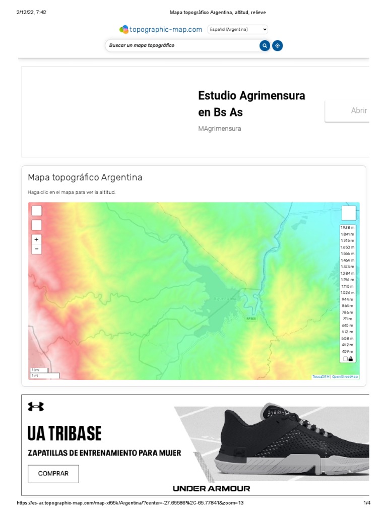 Mapa Topográfico Argentina, Altitud, Relieve | PDF | Argentina | Santiago