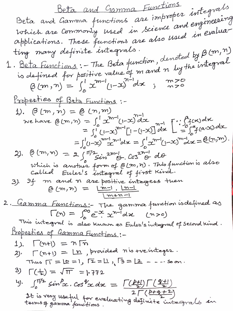 Beta and Gamma Functions | PDF