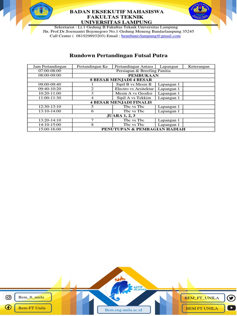 Rundown Acara Futsal Putra | PDF