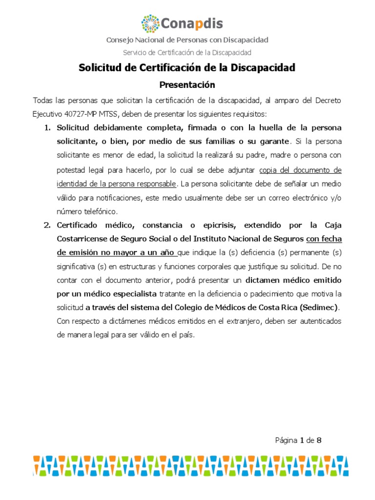 Anexo 1.1 SOLICITUD DE CERTIFICACIÓN DE LA DISCAPACIDAD i | PDF