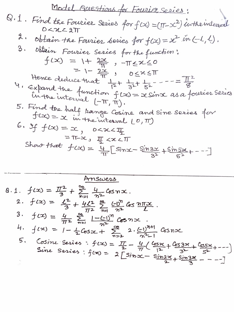 Questions For Fourier Series | PDF | Fourier Analysis | Mathematical ...