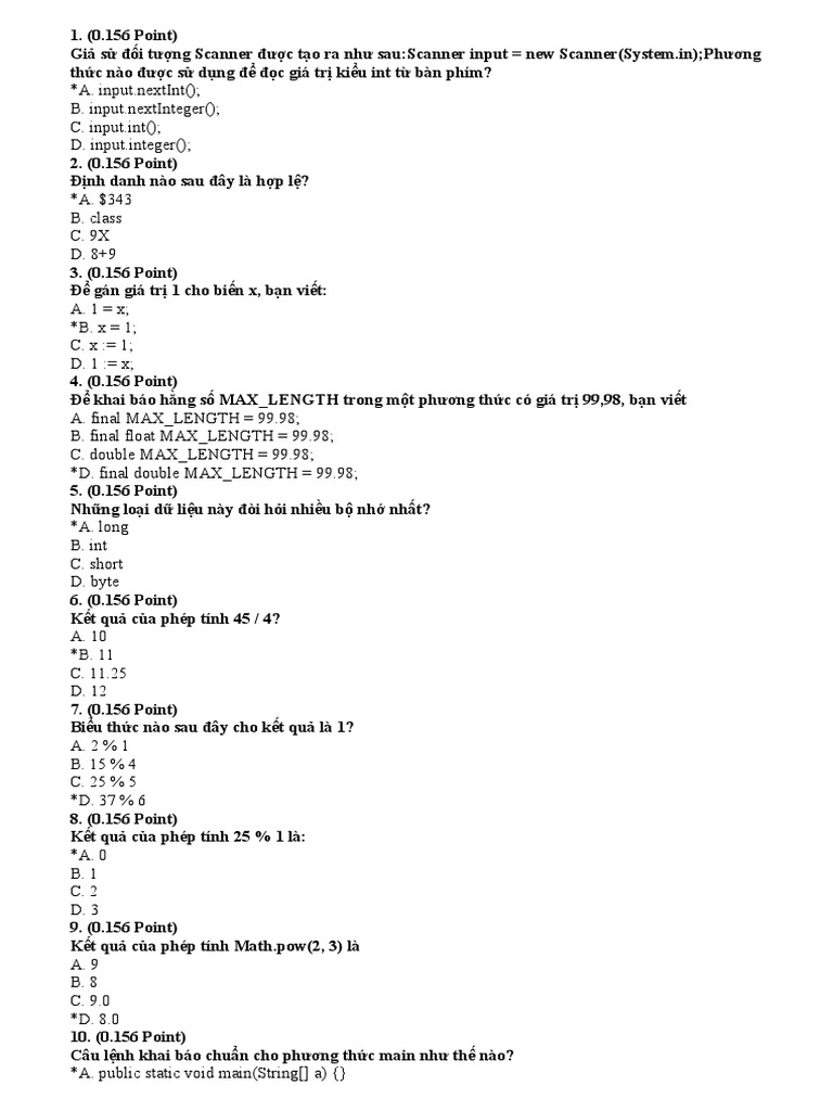 Exam Java Pdf