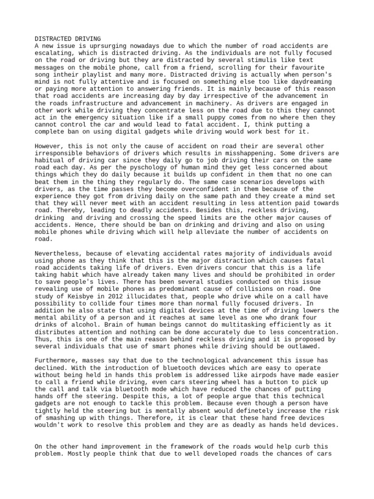 Rogerian Essay | PDF | Traffic Collision | Sidewalk