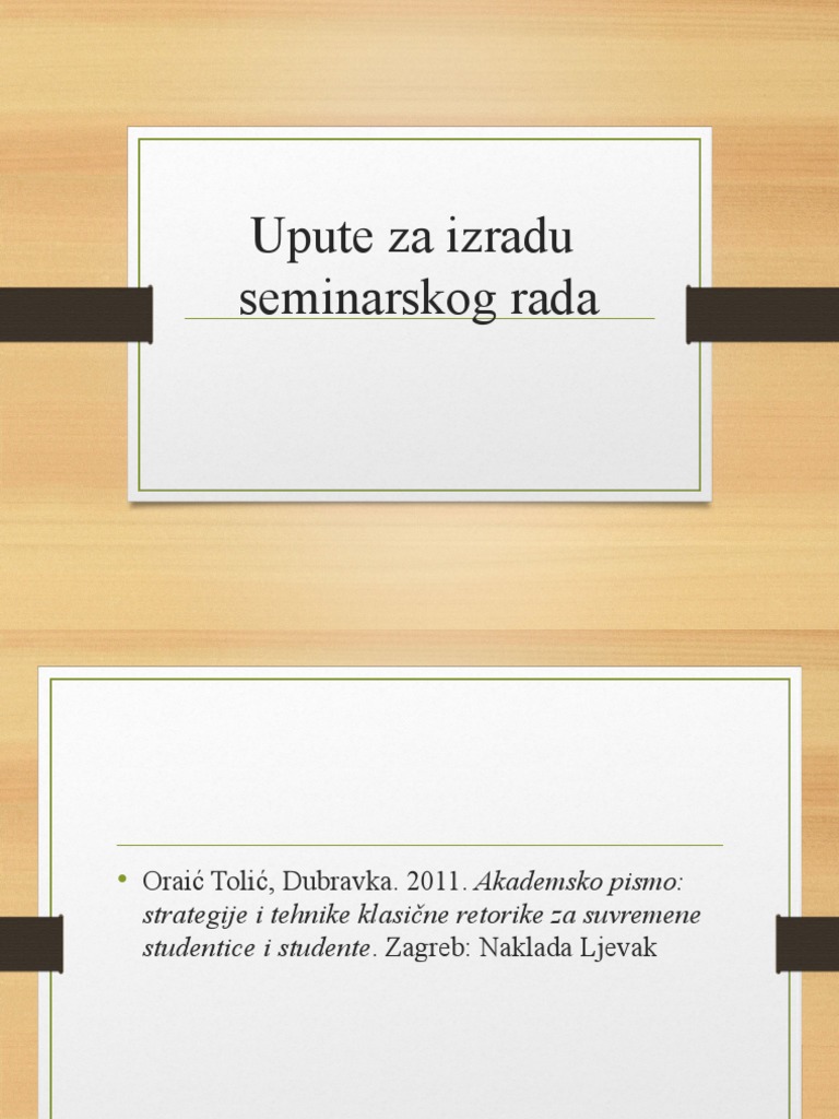 Upute Za Izradu Seminarskog Rada | PDF