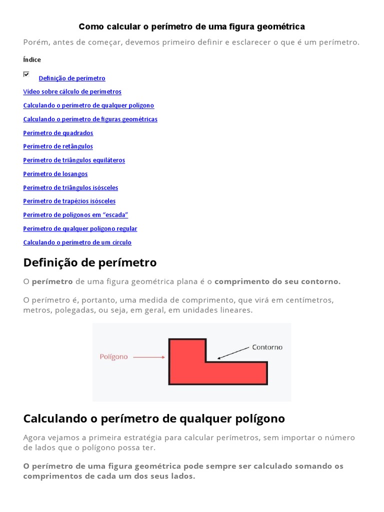 Cálculo do Perímetro de Figuras Geométricas | PDF | Triângulo | Pi