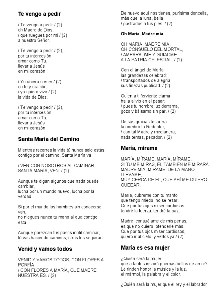 Te Vengo A Pedir MARIA Y ESP STO | PDF | María, madre de Jesús ...