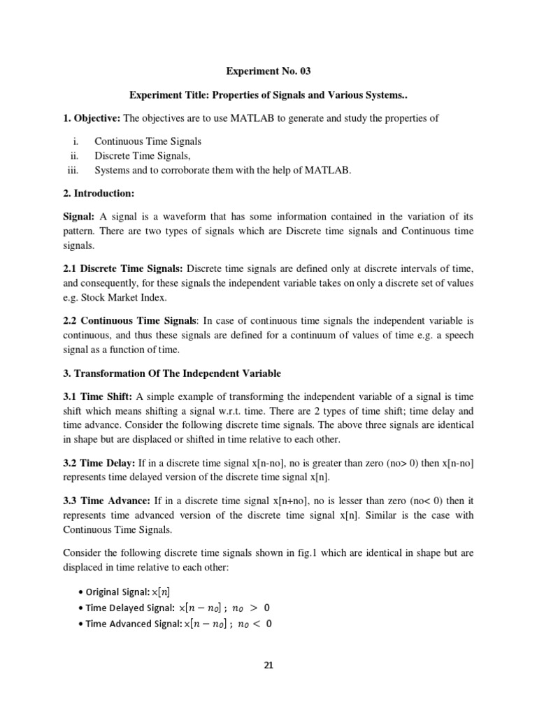 Lab 03 Properties of Signals and Various Systems | PDF | Discrete Time ...
