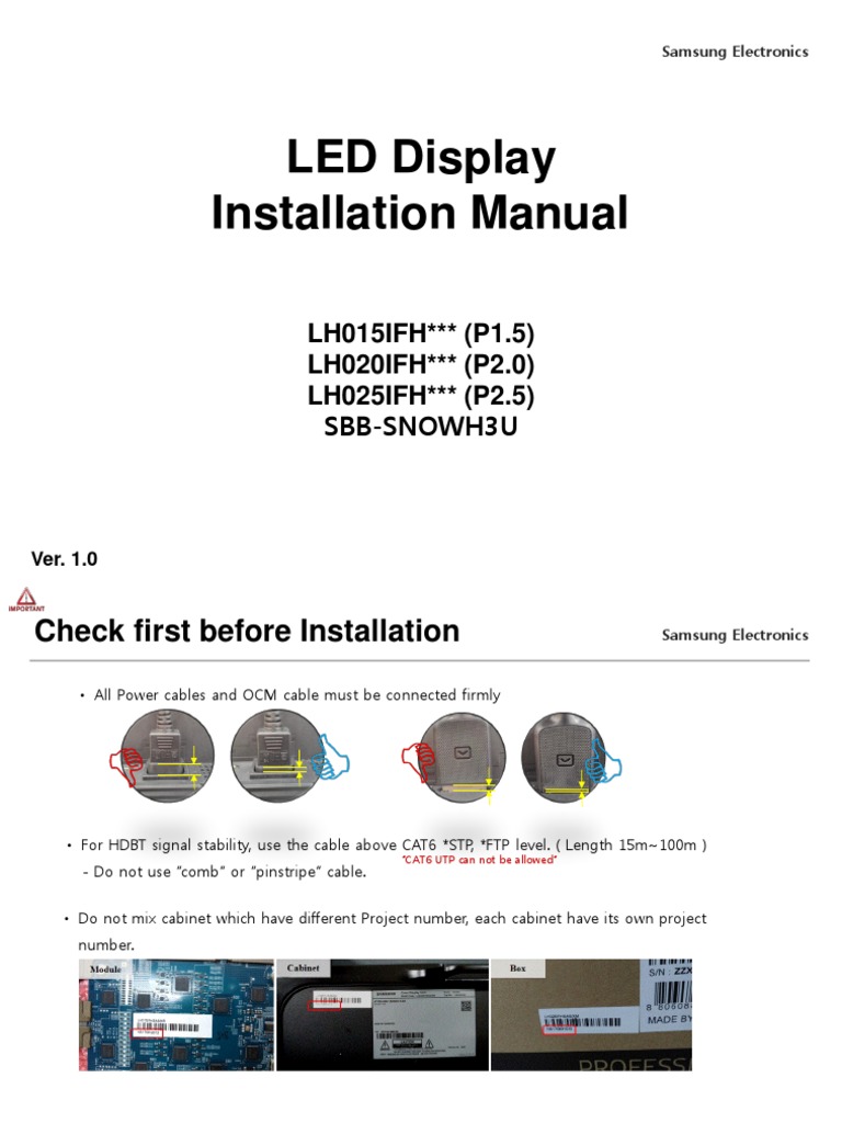 LED Display IFH Installation Manual Ver1.0 - 171214 | PDF | Hdmi | Screw