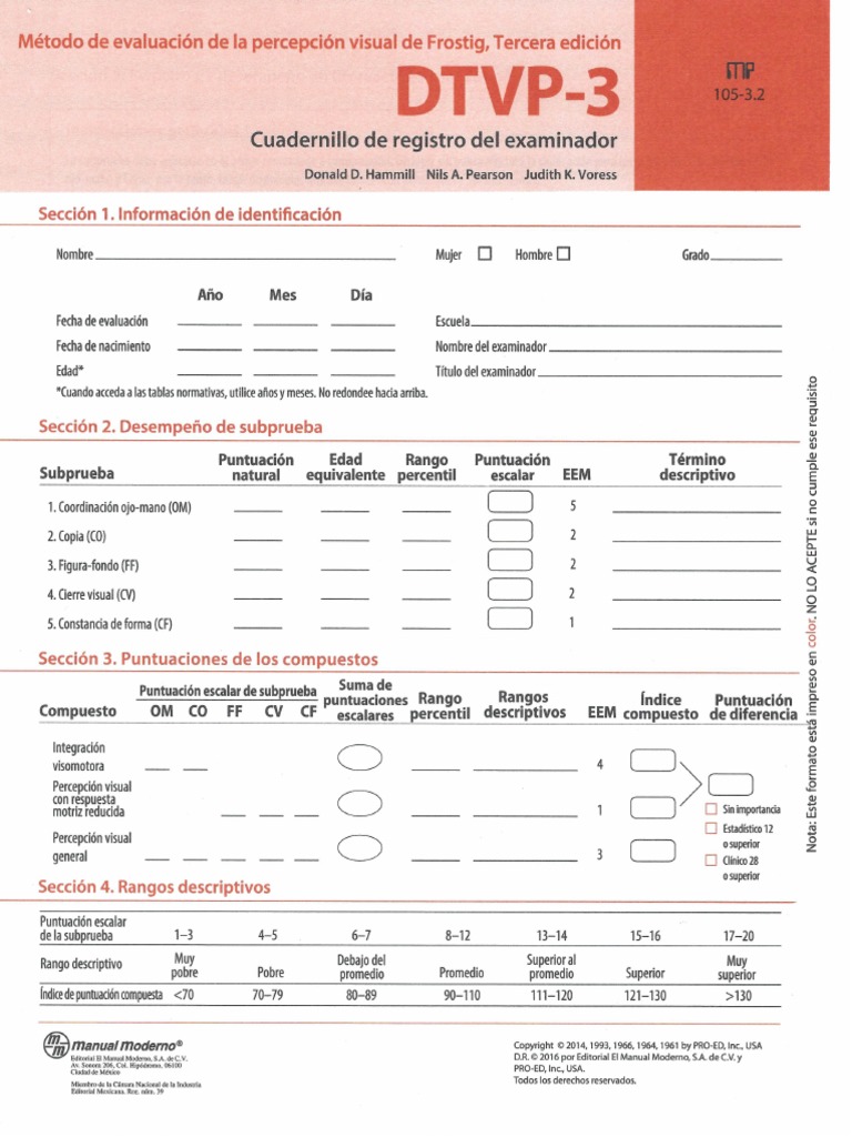 Frostig Cuadernillo de Registro Del Evaluador | PDF