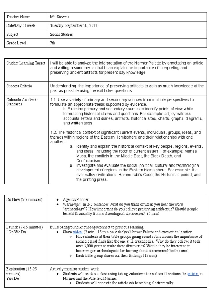 7th Grade Social Studies: Analyzing the Narmer Palette | PDF ...