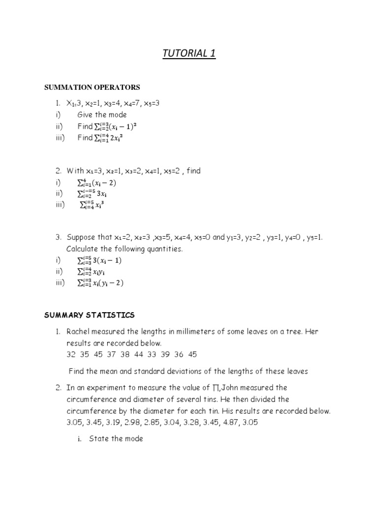 Tutorial 1 | PDF | Quartile | Statistics