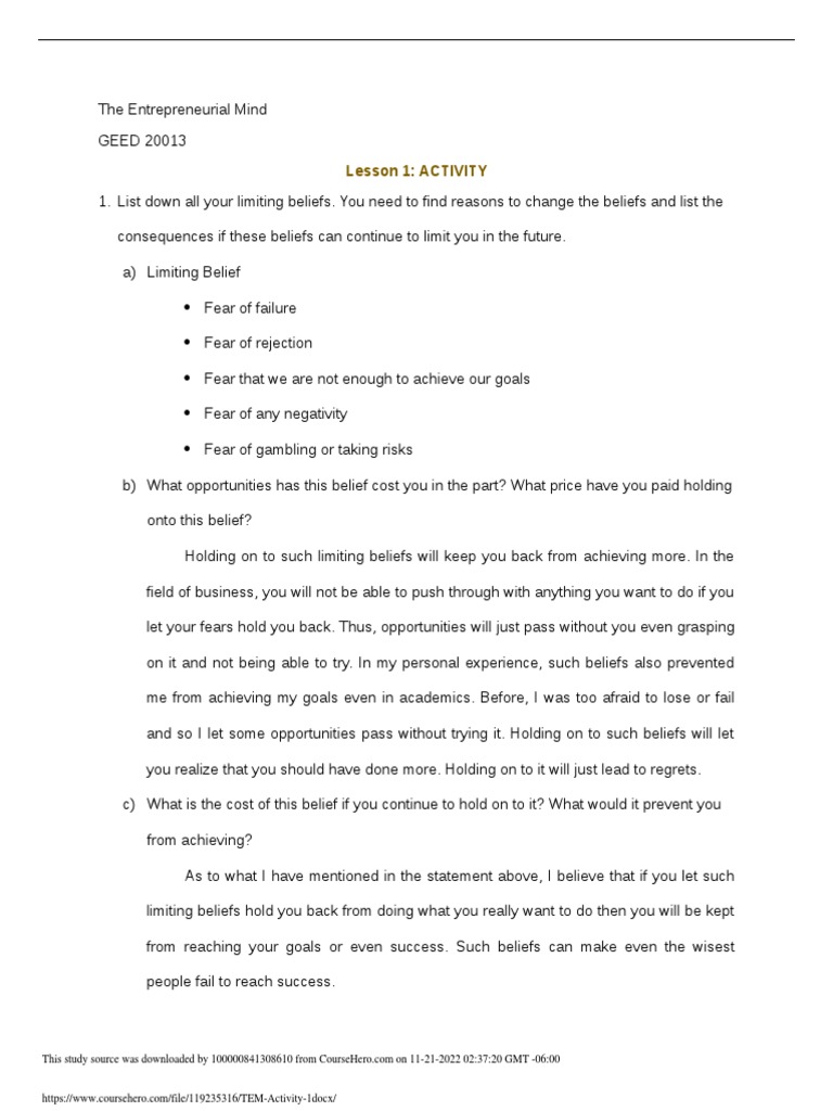 Overcoming Limiting Beliefs & Achieving Success Through Risk-Taking ...