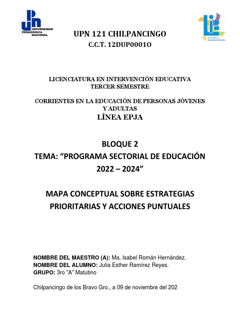Mapa Conceptual - Programa Sectorial de Educación | PDF