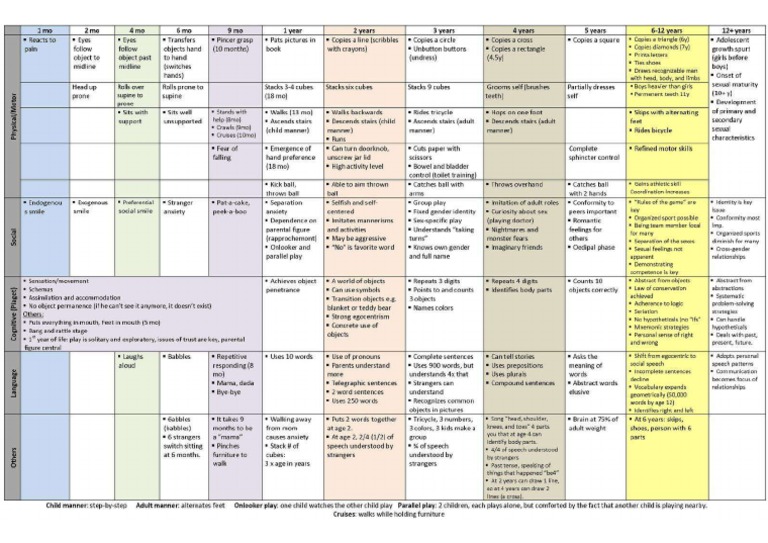 Developmental Milestones | PDF