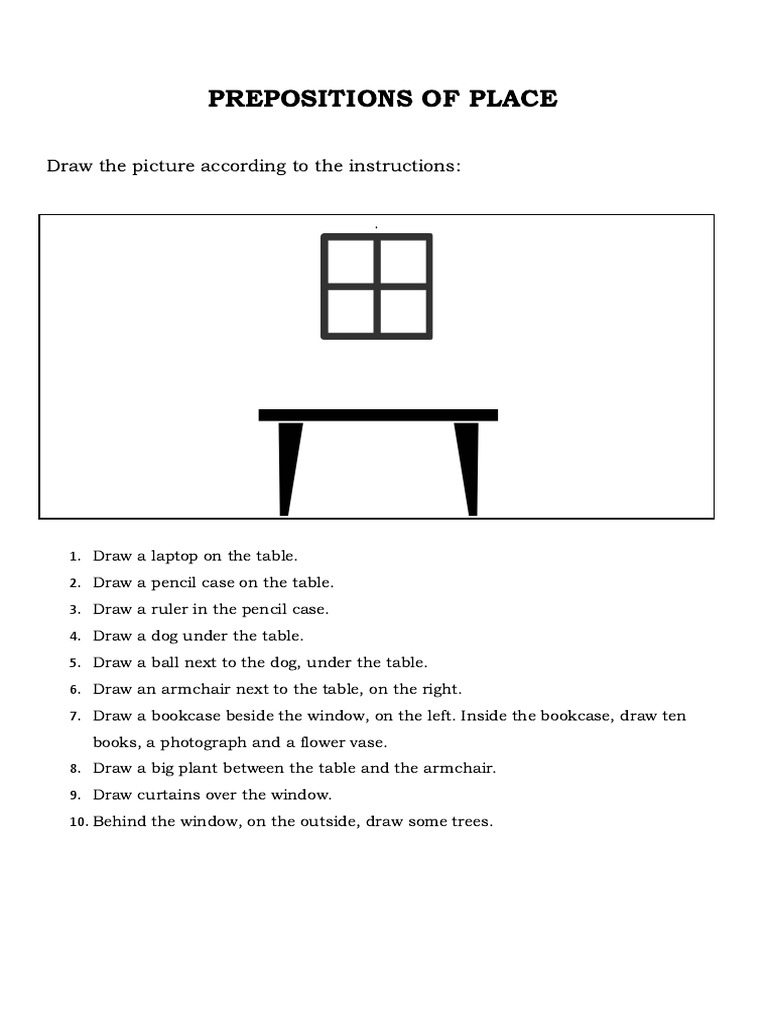 ISS4 U2 L12 Place Prepositions-Drawing Dictation | PDF