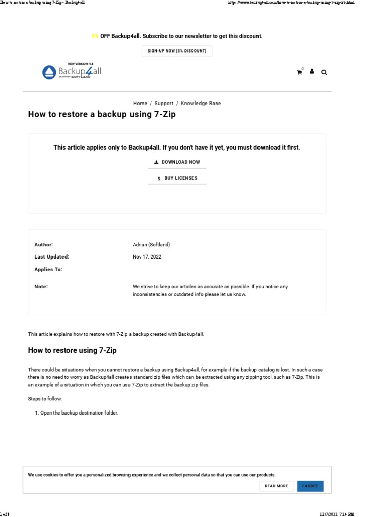 How To Restore A Backup Using 7-Zip - Backup4all | PDF | Backup | Zip ...