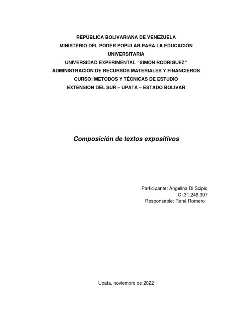 Composición de Textos Expositivos | PDF | Oración (Lingüística) | Información