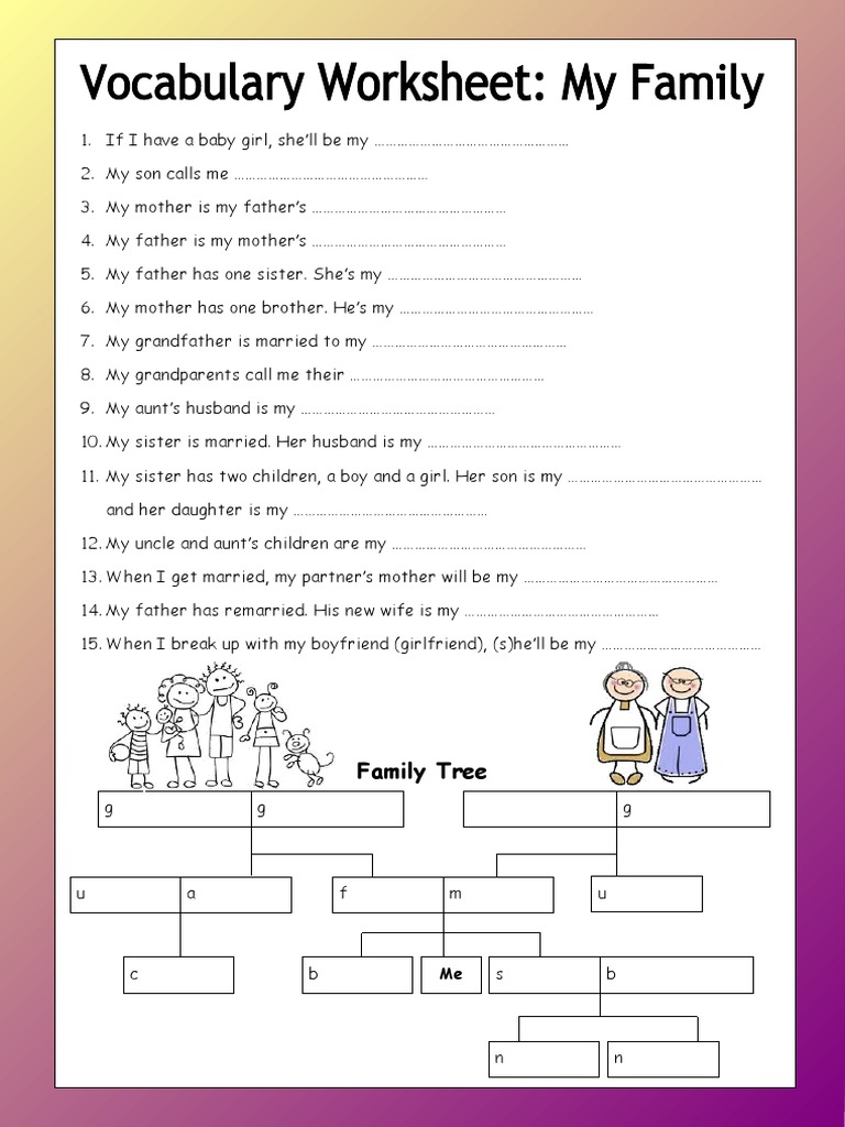 Vocabulary Worksheet My Family Medium Fun Activities Games | PDF