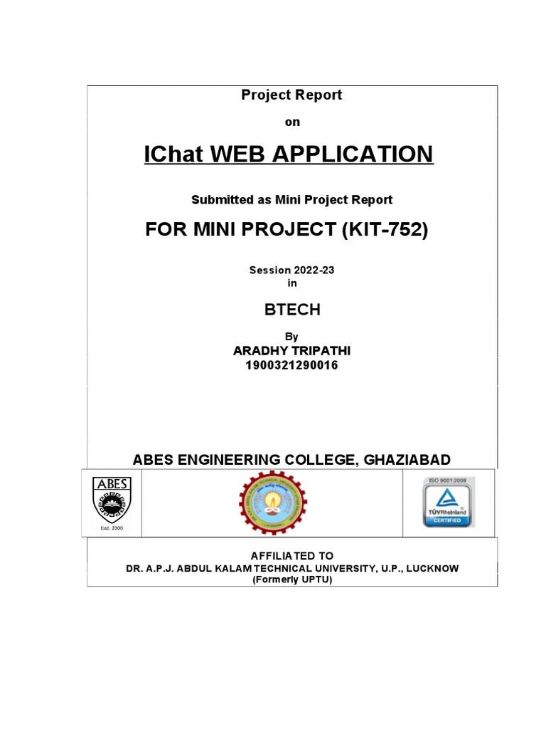 IChat WEB APP Project Report | PDF | Mobile App | Online Chat