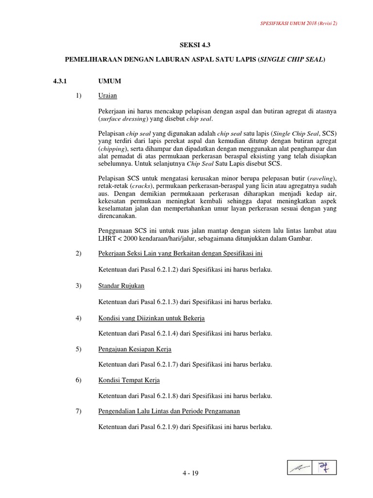 Spek 2018 - Rev 2 - Div 4.3 - Pemel Dengan Laburan Aspal Satu Lapis ...
