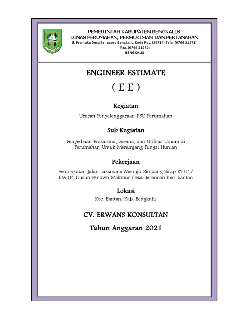 Estimasi Peningkatan Jalan Laksmana | PDF