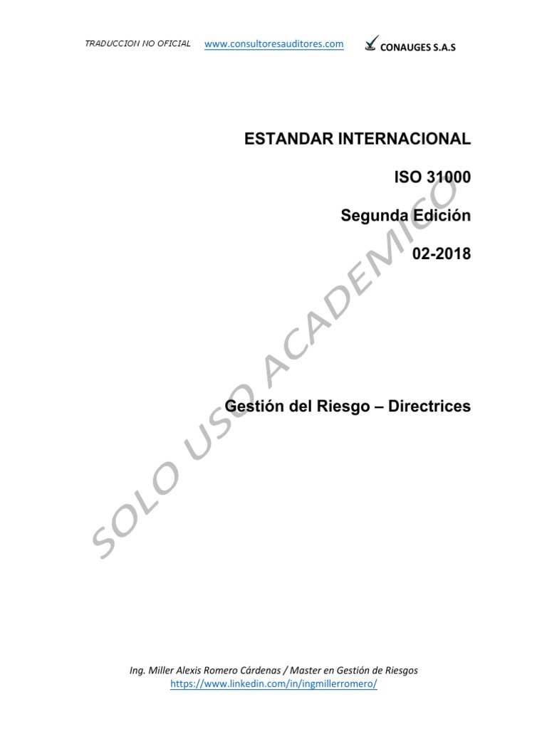 Iso 31000 2018 | PDF | Organización internacional para la ...