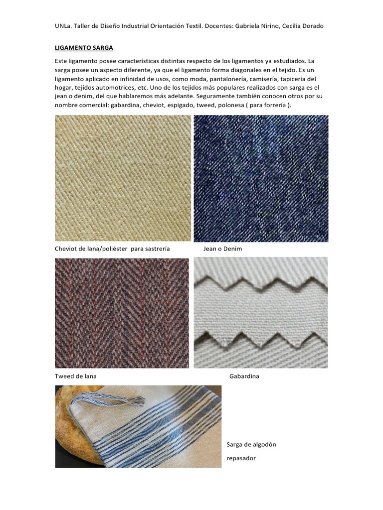 Ligamento Sarga | PDF | Textiles | Tejidos