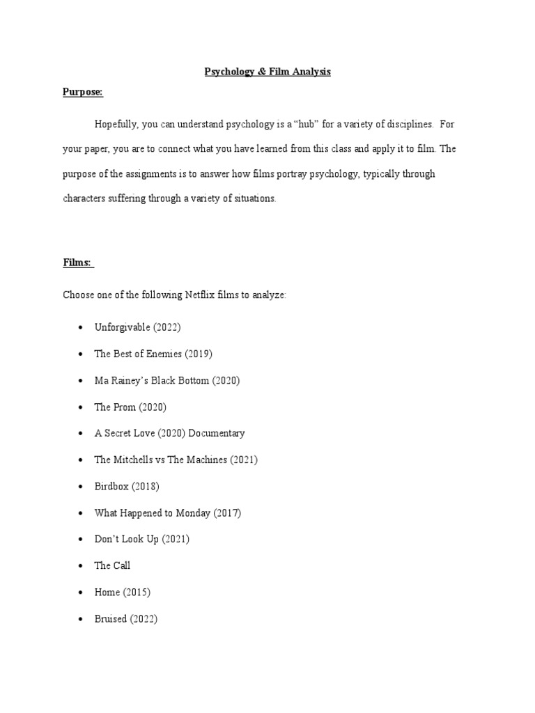 Film AnalysisSummer 2022 | PDF | Apa Style | Turnitin