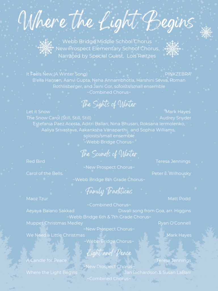 Webb Bridge Middle School Winter Chorus Concert 1 | PDF | Choir | Music ...