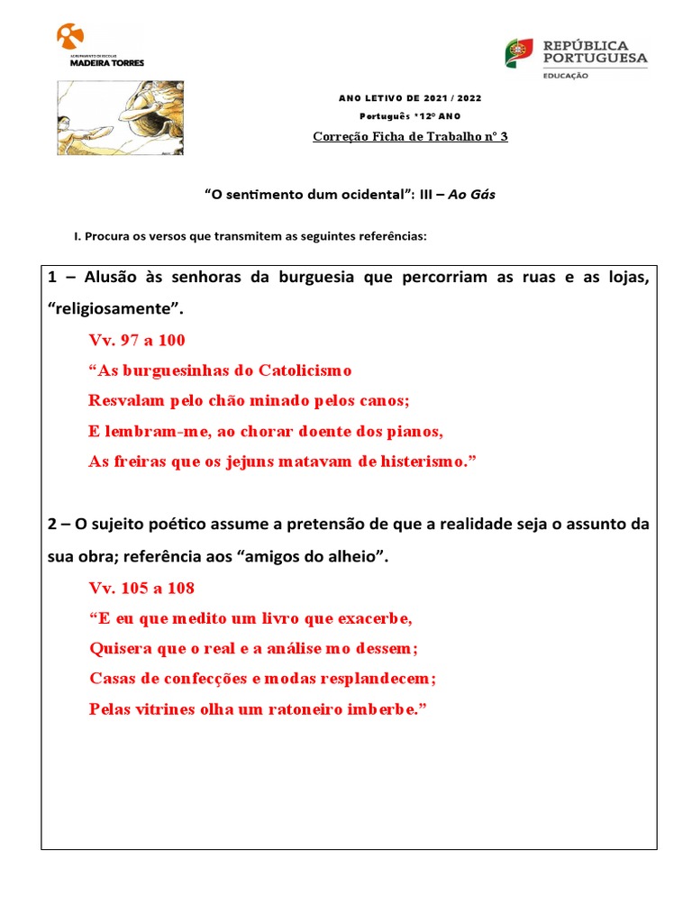 Análise de "O Sentimento Dum Ocidental" | PDF