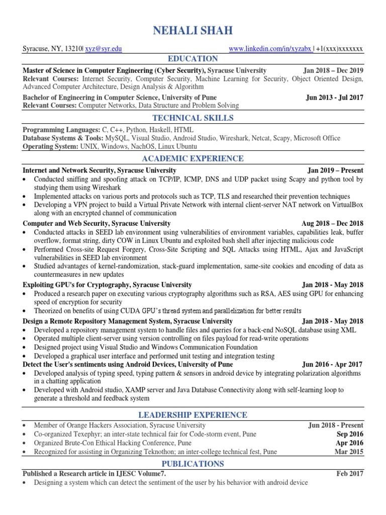 Sample Resume | PDF | Security | Computer Security