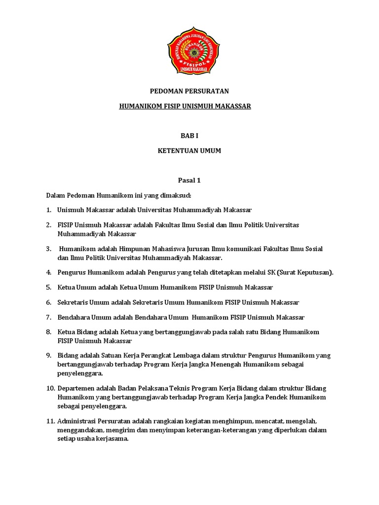 Pedoman Persuratan Humanikom (Baru) | PDF