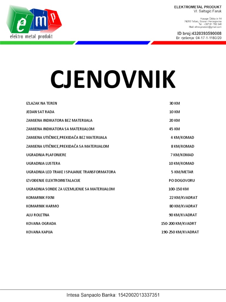 Cjenovnik Pdf