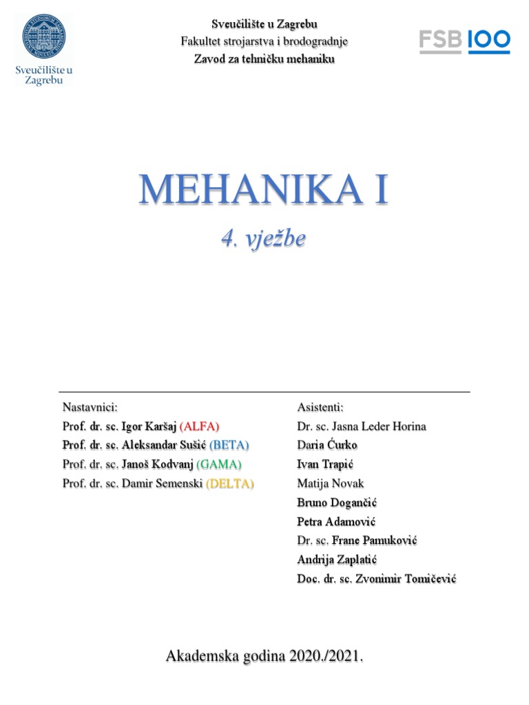 Mehanika I Vjezbe 4 | PDF