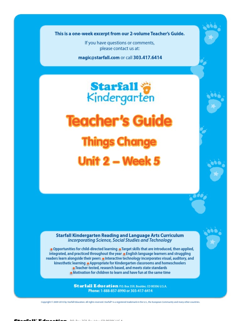 Starfall Kindergarten Lesson Plans Week5 | PDF | Color | Reading ...