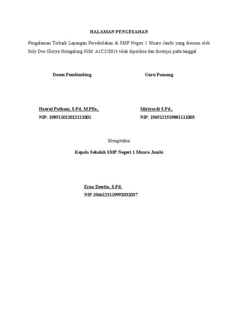 Halaman Pengesahan | PDF