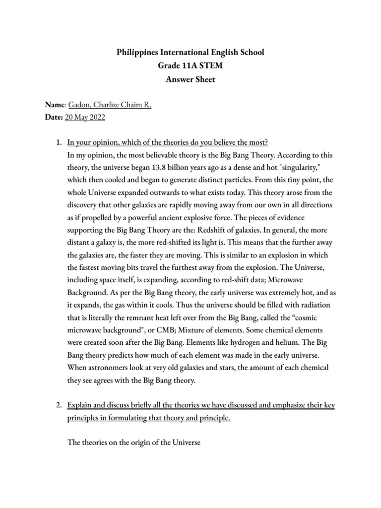 Theories On The Origin of The Universe | PDF | Universe | Big Bang