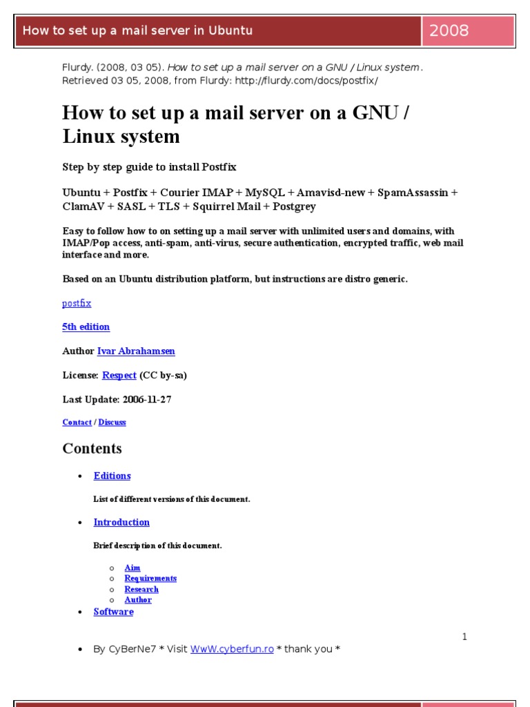 How To Set Up A Mail Server On A GNU Linux System | PDF