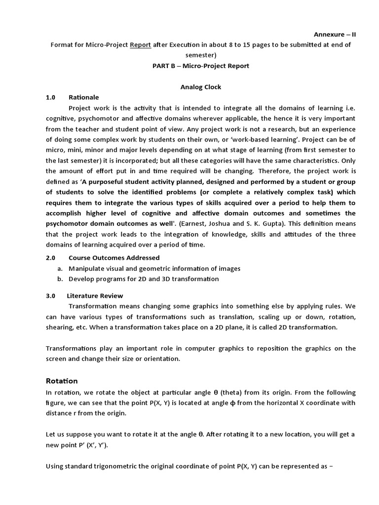 Report-Part B - Analog Clock For All | PDF | Angle | 2 D Computer Graphics