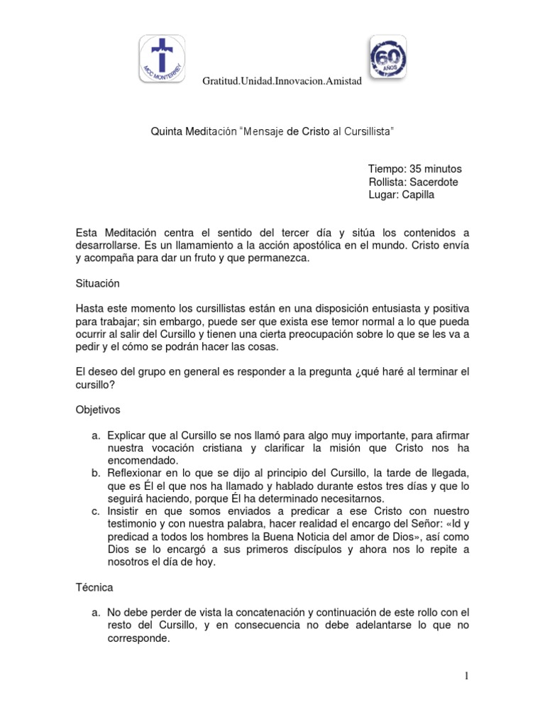 Quinta Meditacion | PDF | Cristo (título) | Jesús