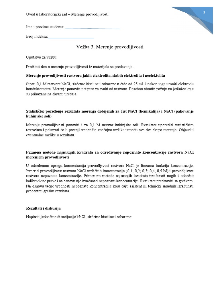 Uputstvo 3 Merenje Provodljivosti | PDF