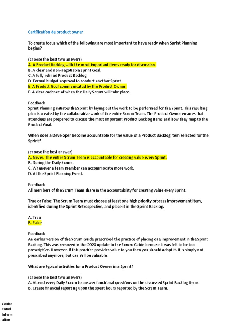 Certification de Product Owner Notes | PDF | Scrum (Software ...