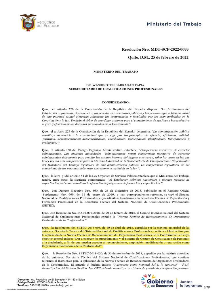 Resolucion Nro - MDT SCP 2022 0099 Instructivo para La Aplicacion de La ...