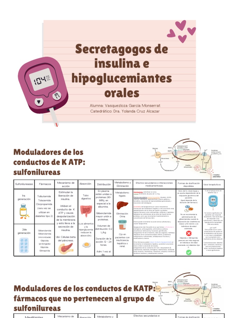 Secretagogos de Insulina e Hipoglucemiantes Orales | PDF | Medicamentos ...