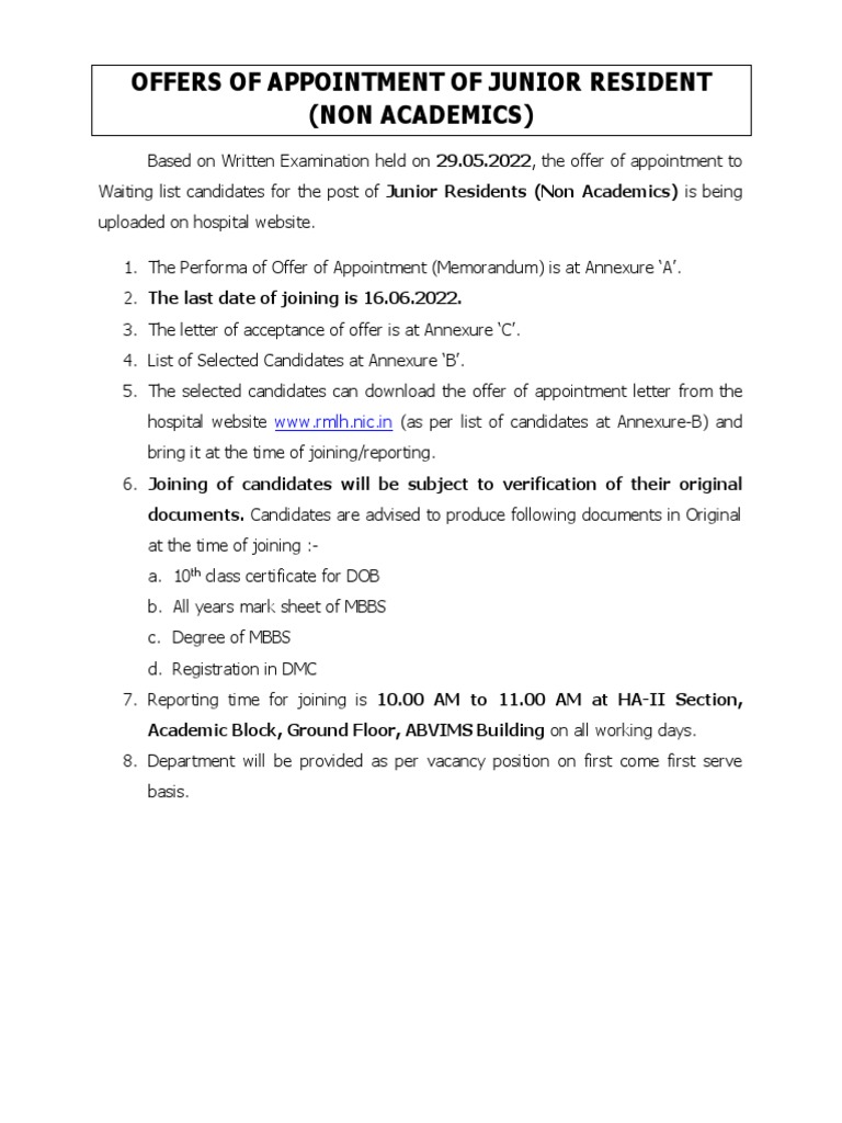 Offer Letter To Waiting List Candidates | PDF | Affidavit | Government
