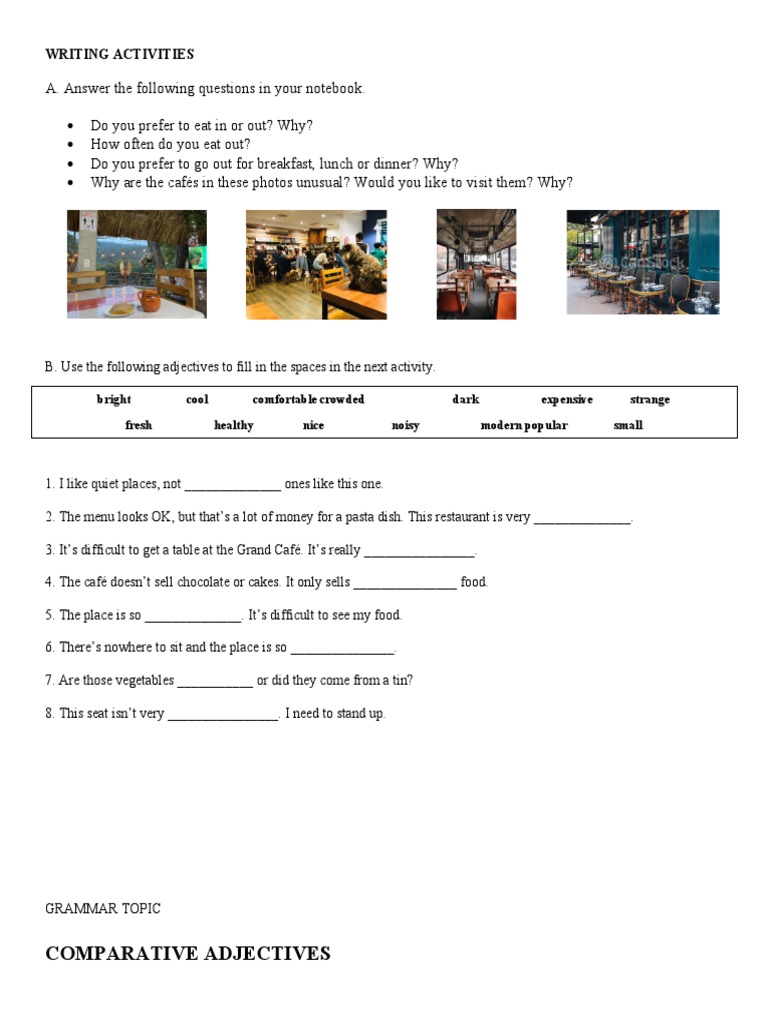 Writing Activities Comparatives | PDF | Adjective | Grammar
