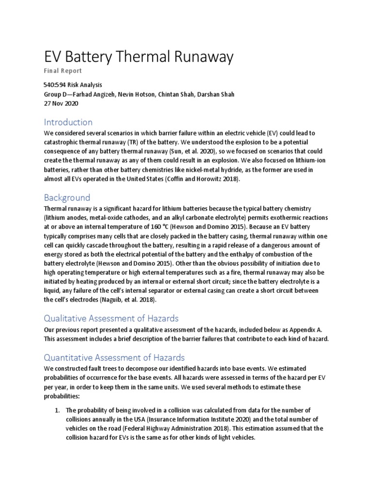 EV Battery Thermal Runaway | PDF | Lithium Ion Battery | Chemistry