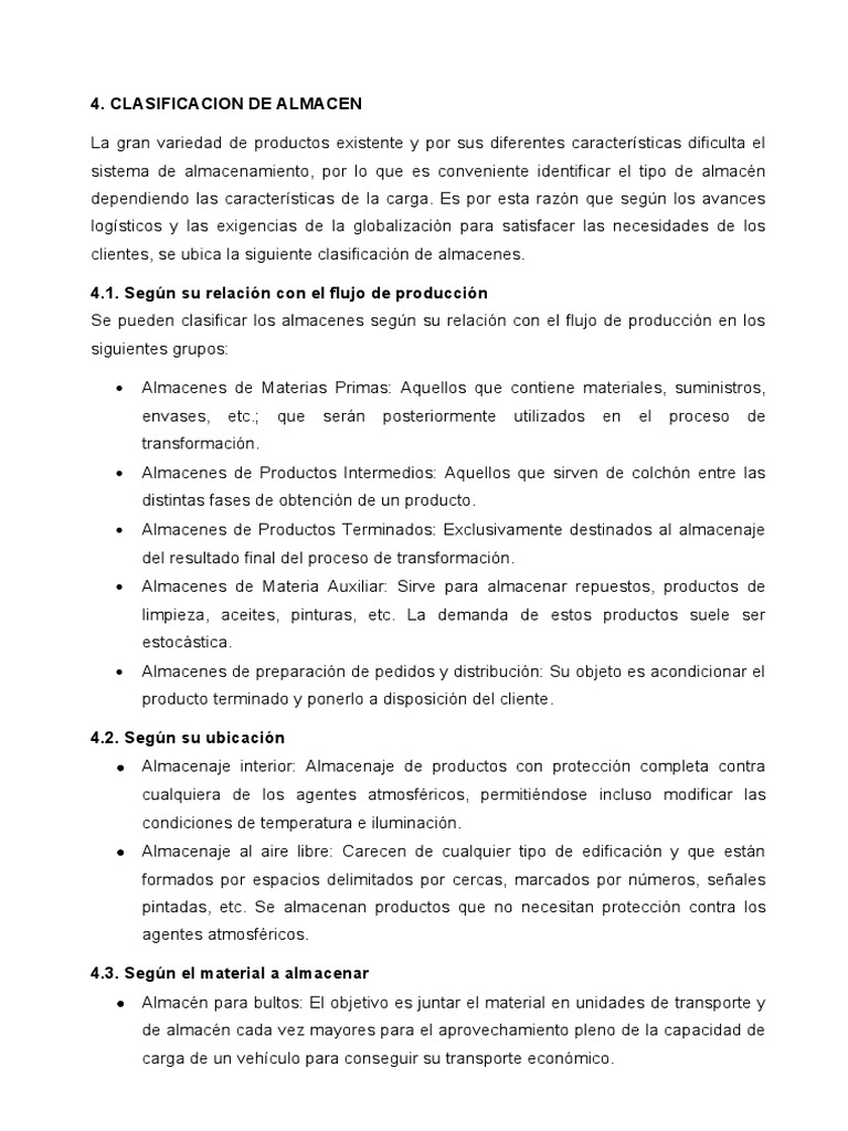 Clasificaion de Almacen | PDF | Almacén | Logística